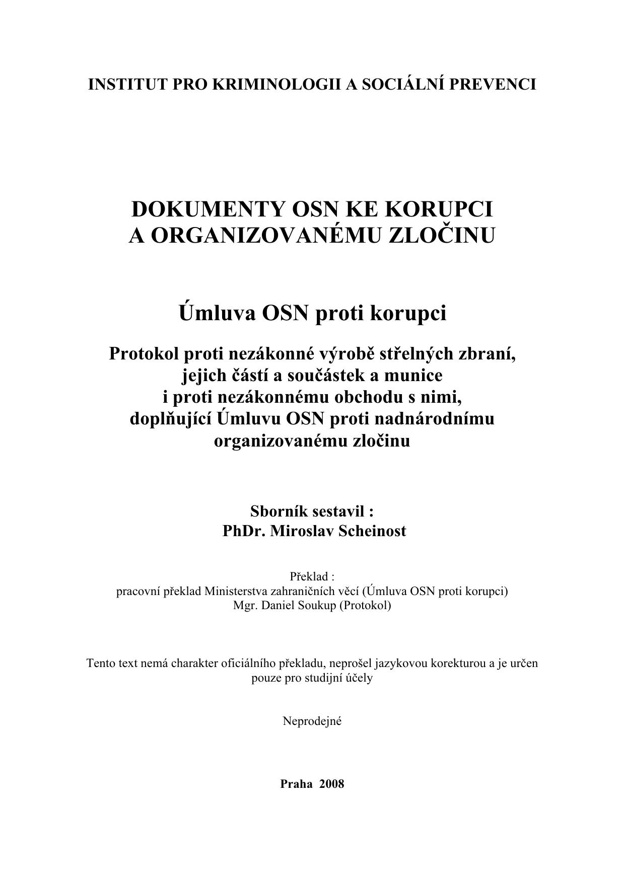 Dokumenty OSN ke korupci a organizovanému zločinu